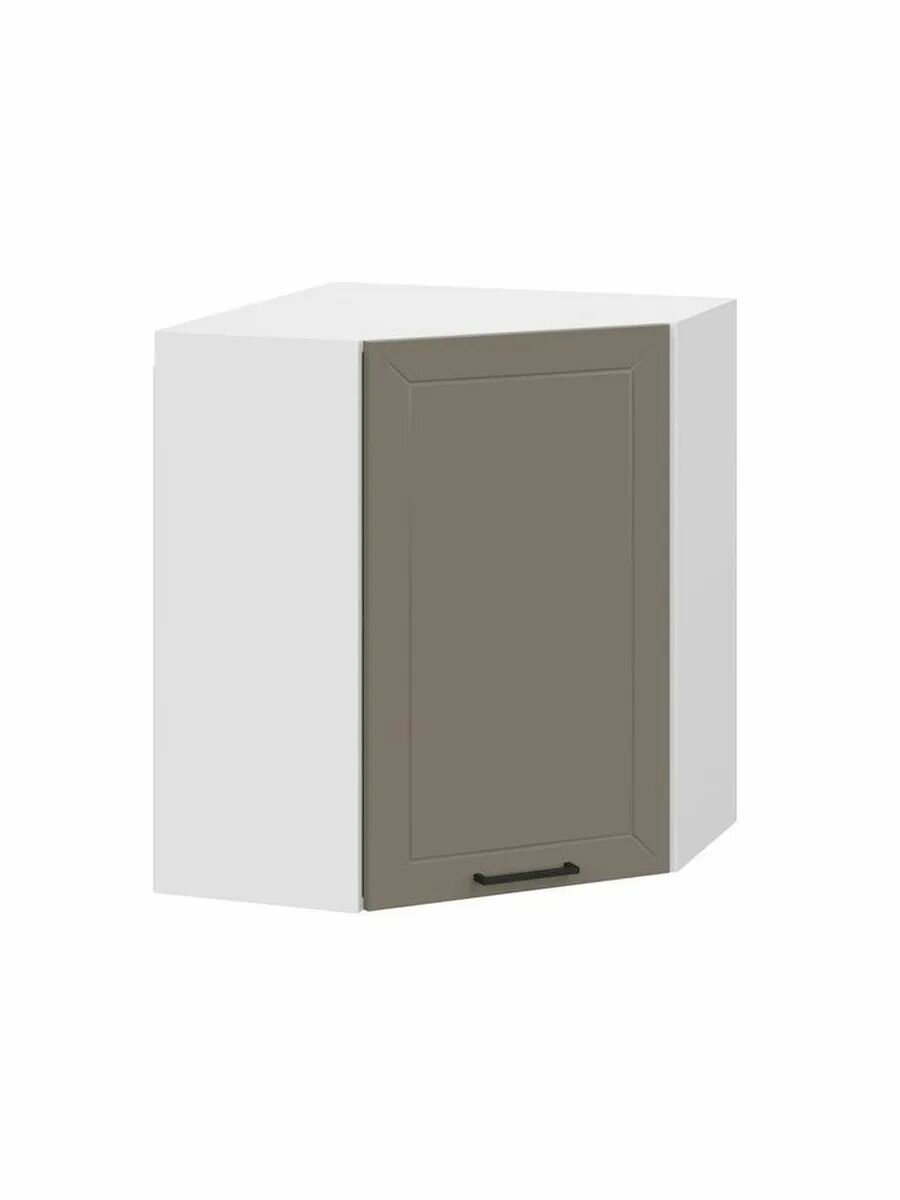 Кухонный модуль навесной, угловой шкаф Сектор с доводчиками, с полками, 60х60х72 см, Белый / Базальт