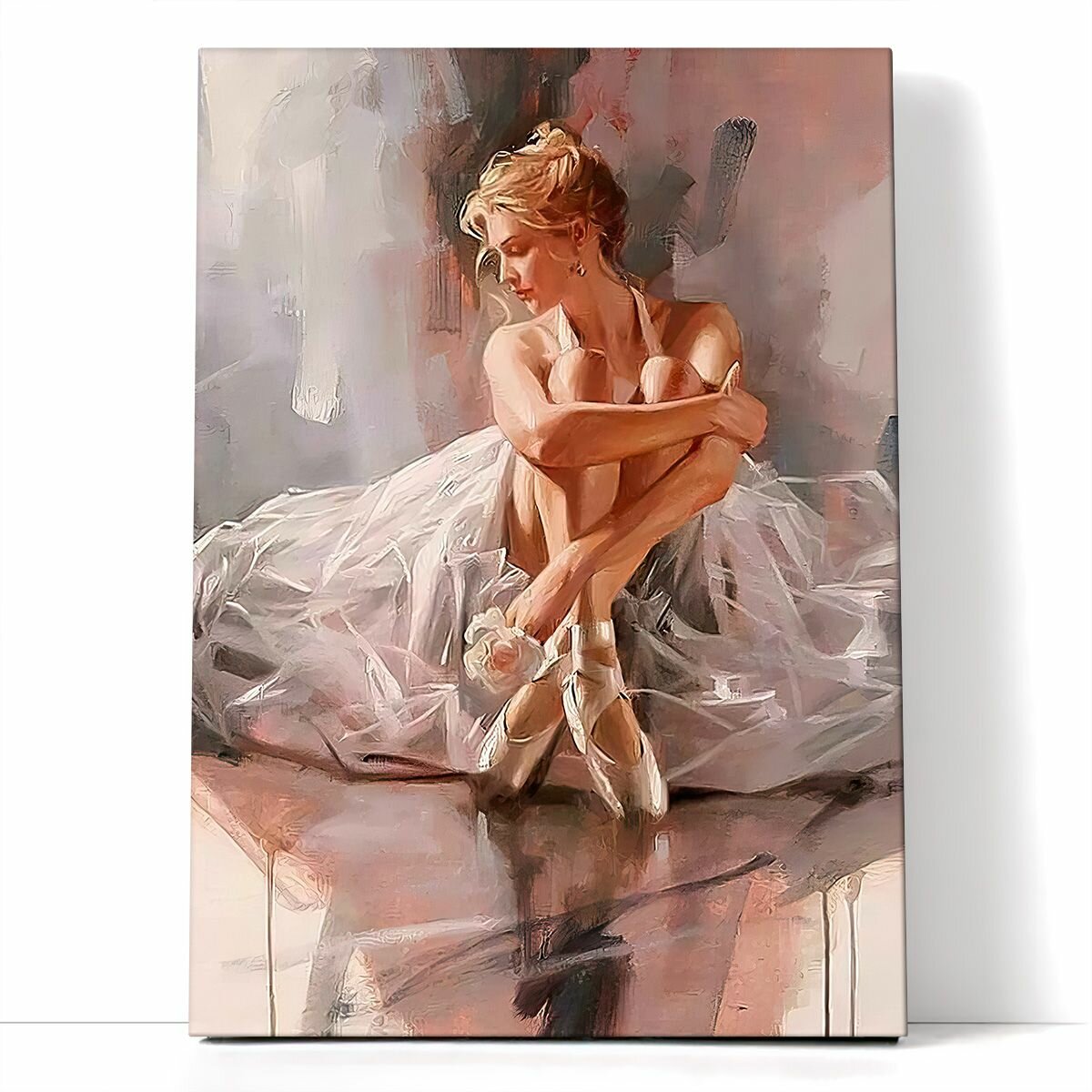 Интерьерная картина на хлопковом холсте/Балерина с цветком