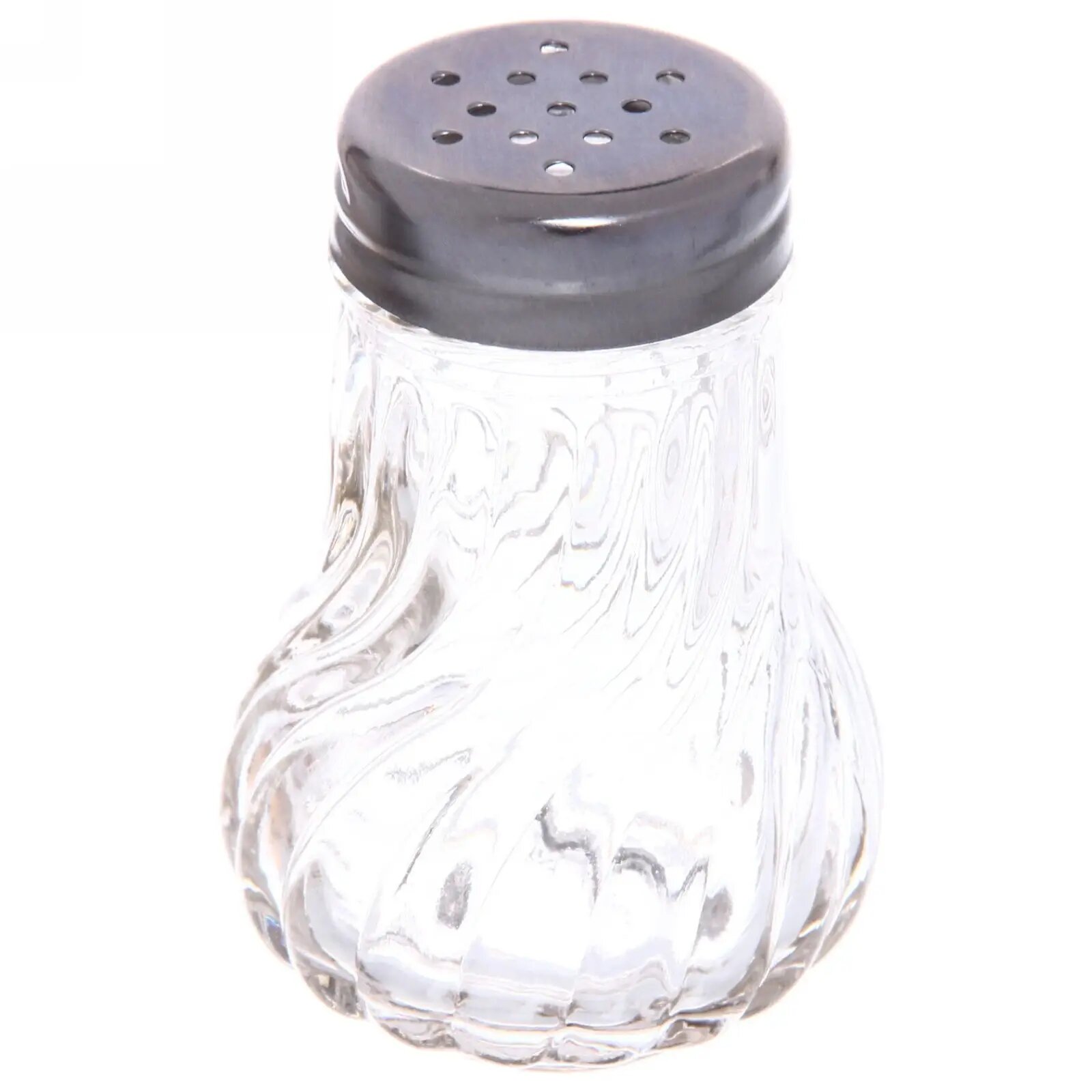 Солонка «Классика» грани, стекло и металл, 10 см, стильный дизайн