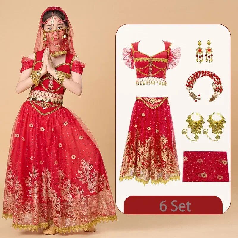 Детский танцевальный костюм для belly dance lovskaya XL, 6 set red B