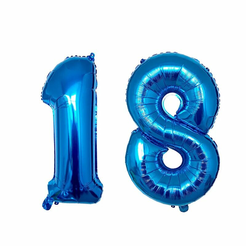 Синие шары цифры 18 для праздника