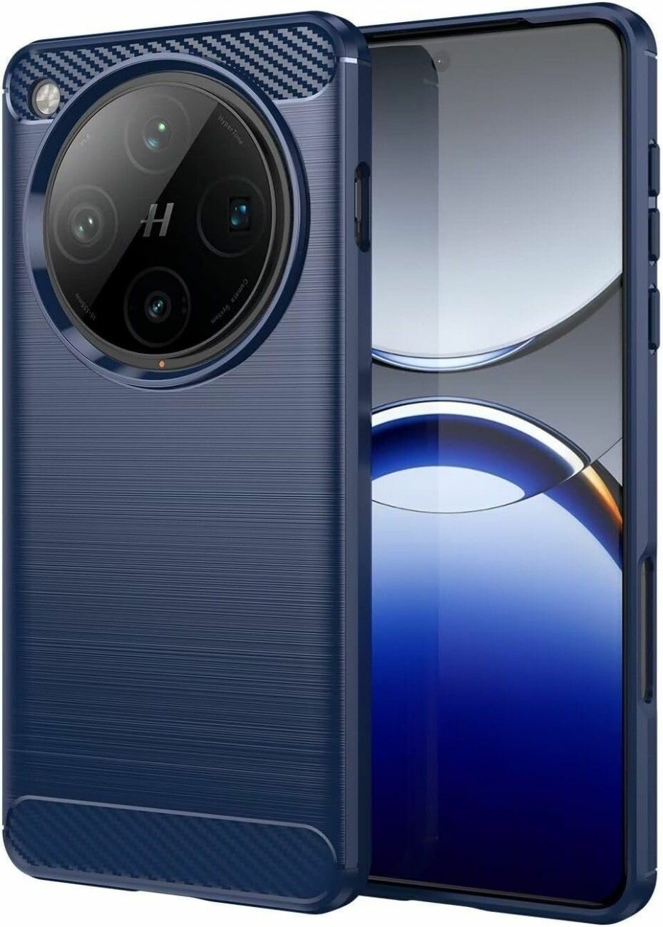 Чехол на OPPO Find X8 Pro силиконовый карбон сталь синий противоударный