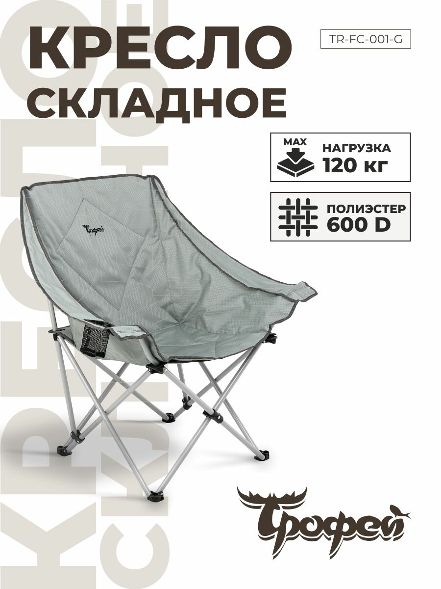 Кресло складное туристическое садовое для рыбалки и отдыха Трофей