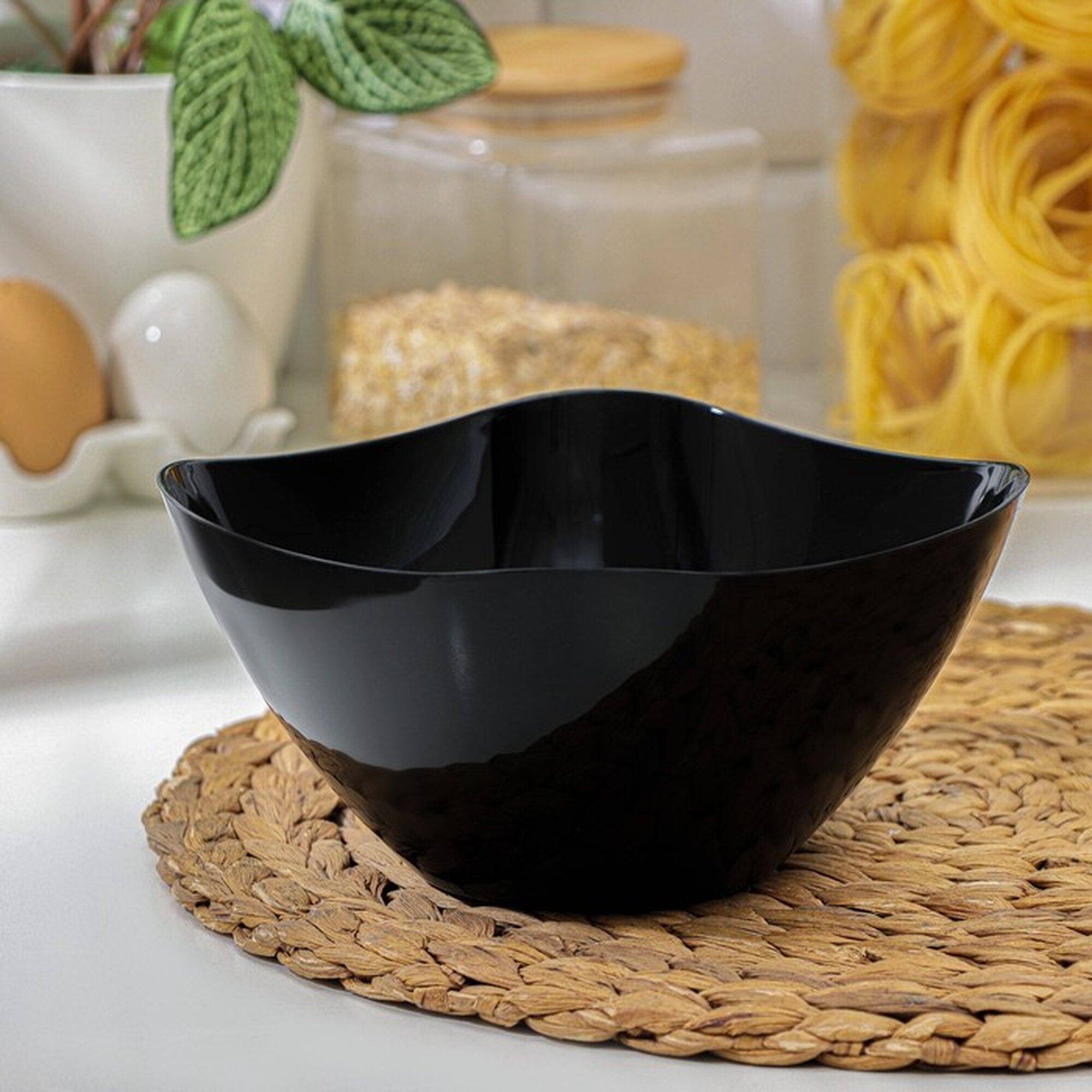 Салатник BEROSSI «Рондо», пластик, 1 л, 16х9 см, глянцевый черный