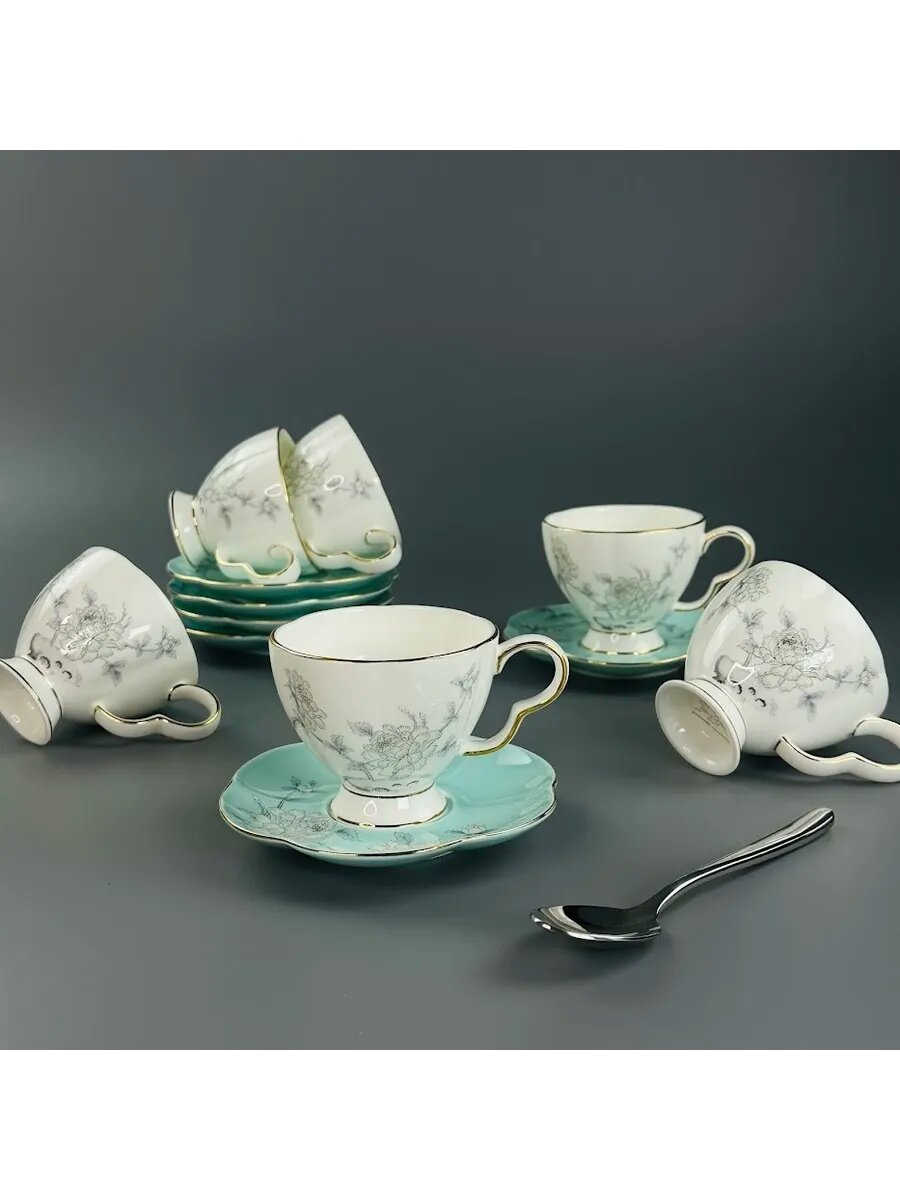 Кофейный набор 12 предметов Lenardi Sabrina 140мл костяной фарфор