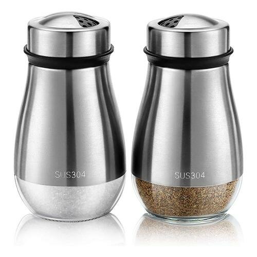 2Pcs Соль и перец Shakers набор, регулируемые лить отверстия, наполняемый дозатор