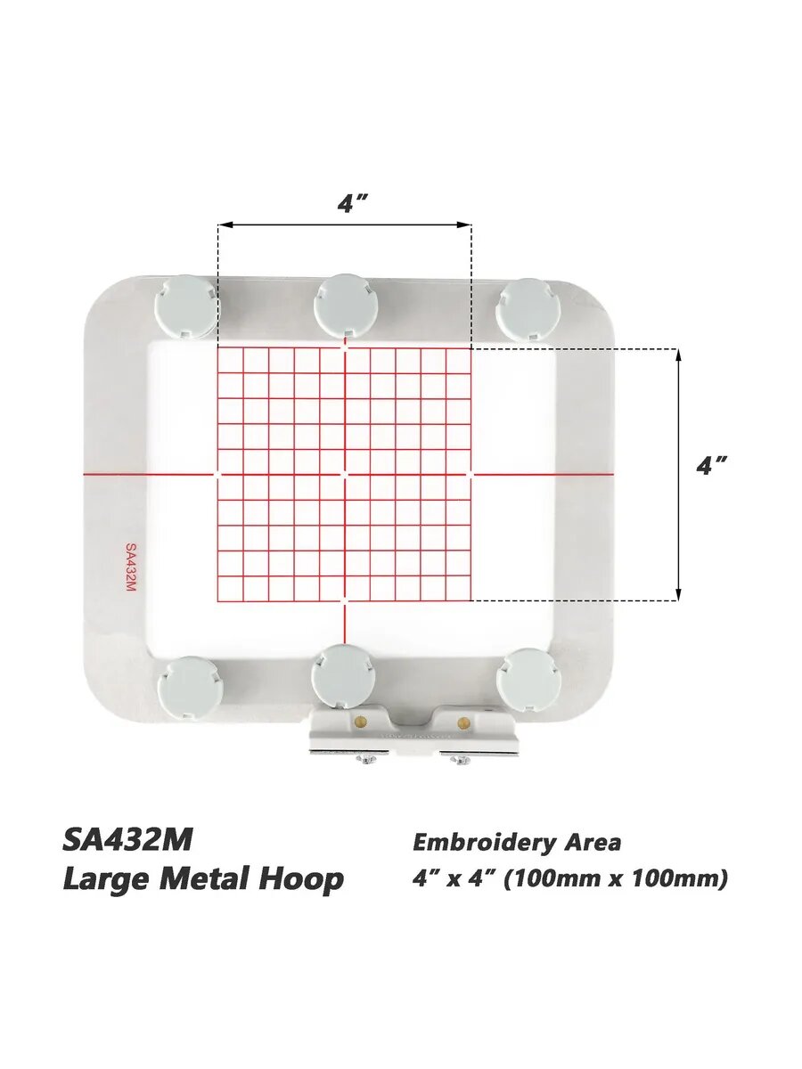 SA432M Металлический магнитный обруч 4,0×4,0 дюйма для Brother PE500/400D и других домашних вышивальных машин Brother