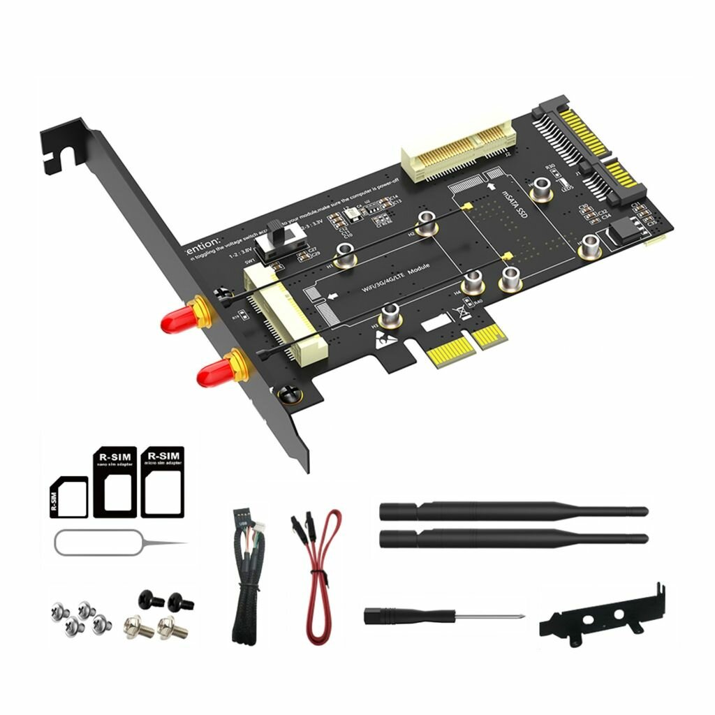 Адаптер Mini PCIE to MSATA SATA3 2 в 1