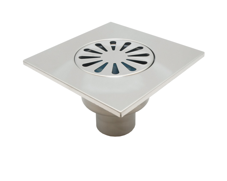 Трап 50*150*150 вертикальный не регулируемый, гидрозатвор, нержавеющая сталь TIM BAD021501