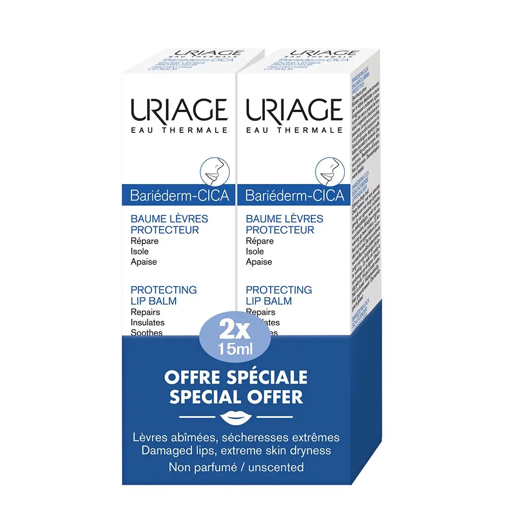 Uriage Bariederm Цика-бальзам для губ Uriage Bariederm-CICA Бальзам для губ восстанавливающий 15 мл 2 шт
