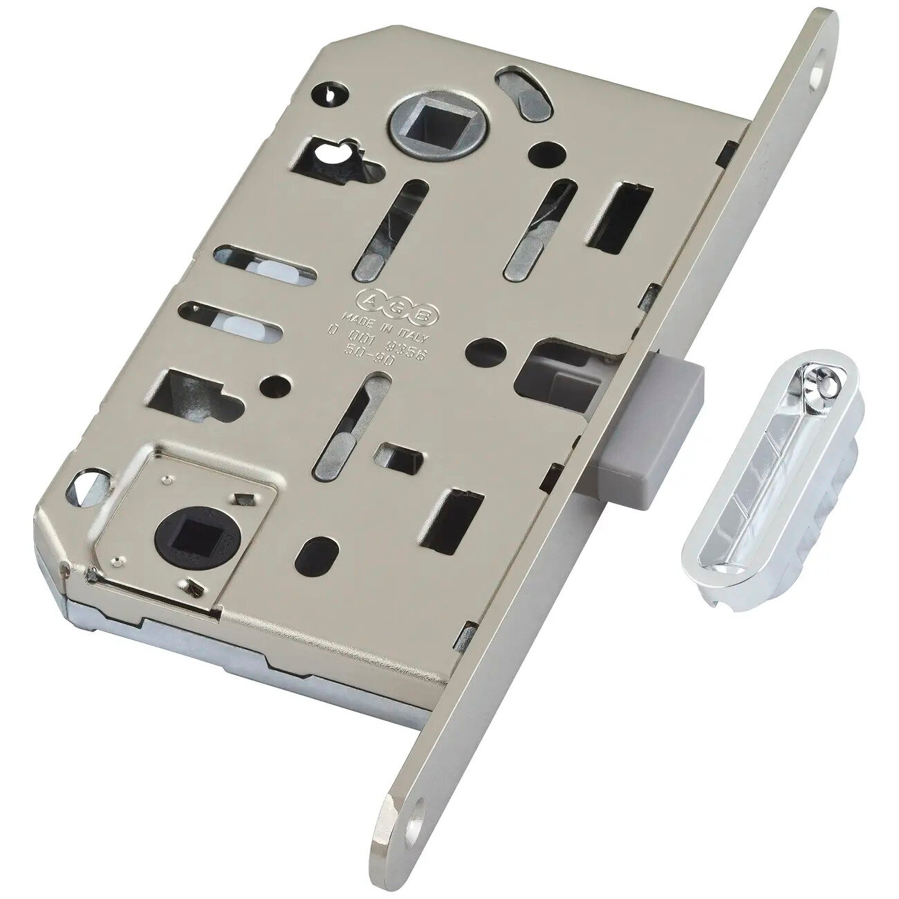 B06102.50. xx.640 AGB (АГБ) Защелка врезная WC MEDIANA POLARIS с отв. планкой (скин) никель