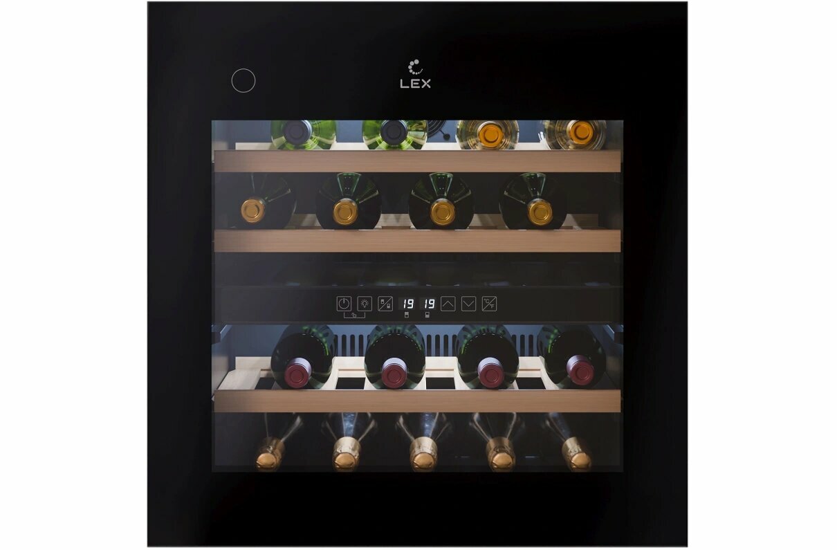 Винный шкаф Lex LWD6036BL dual zone PP черный, 36 бутылок, 85 л