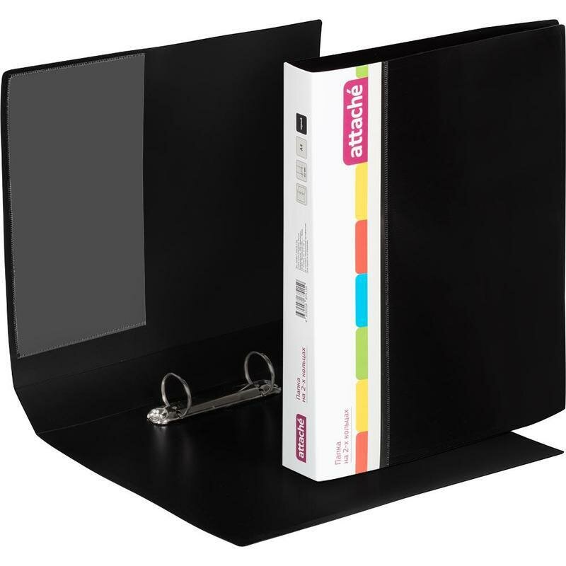 Папка на 2-х кольцах Attache 42 черная до 250 листов (пластик 0.7 мм)