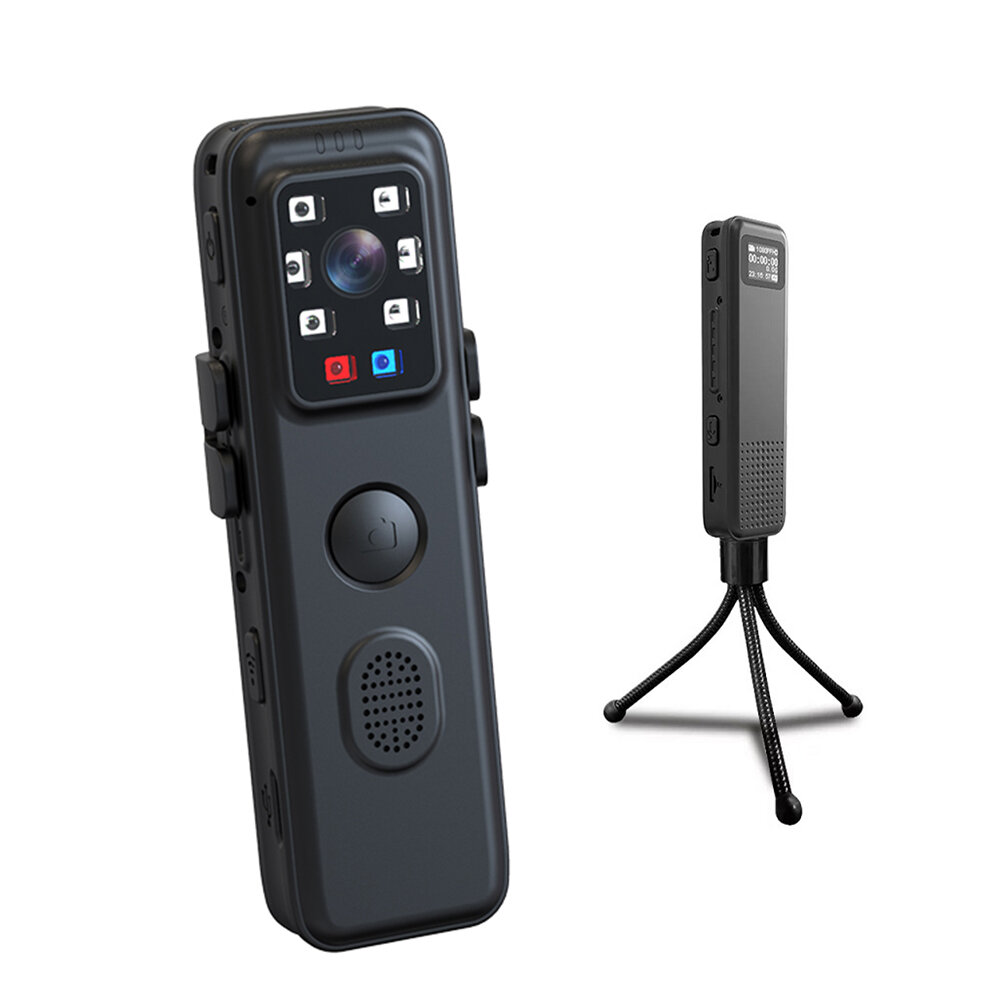 1080P WiFi Body Camera с записью аудио и видео Нагрудный камера Мини видеокамера с красным синим сигнальным светом Ночное видение для правоохранительных органов Доставка Личные путешествия Зарядка Внешняя запись