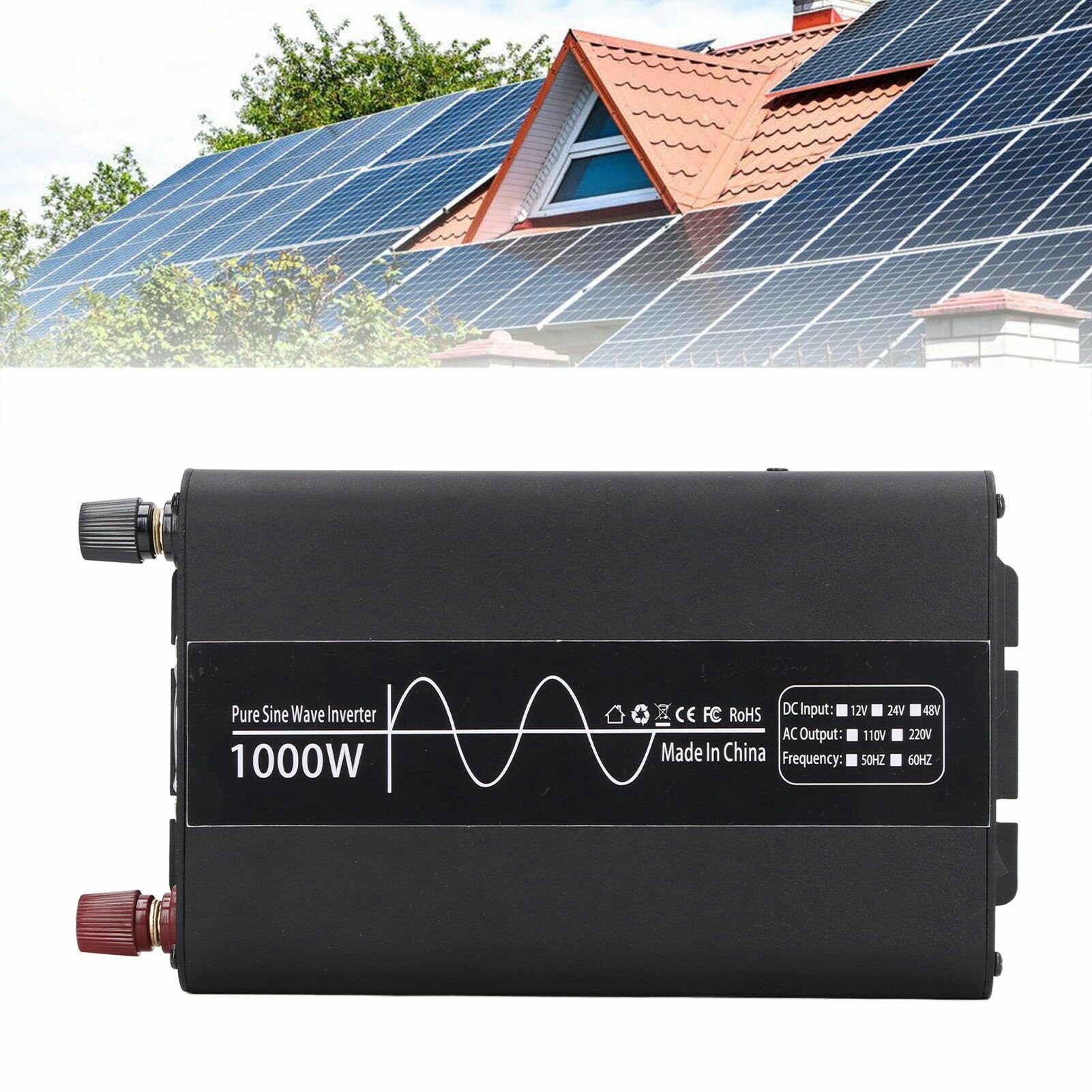 Инвертор 1000Вт 48В/220В чистая синусоида