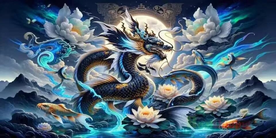 Алмазная картина "Черный Золотой Дракон" алмазная огранка 40х50 см,40x50cm, белый