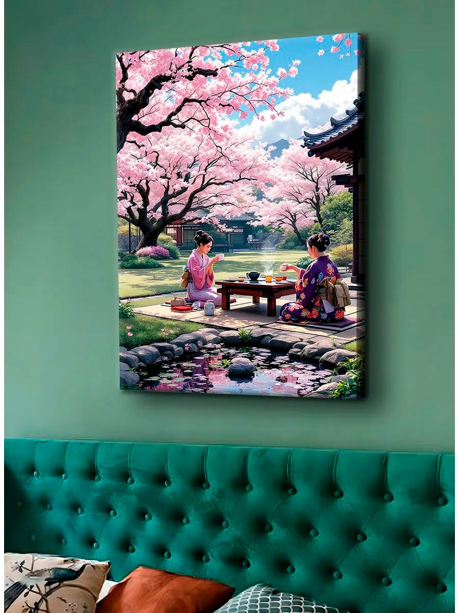 Картина "Церемония чаепития", на стену 50х70см 1шт, на деревянном подрамнике