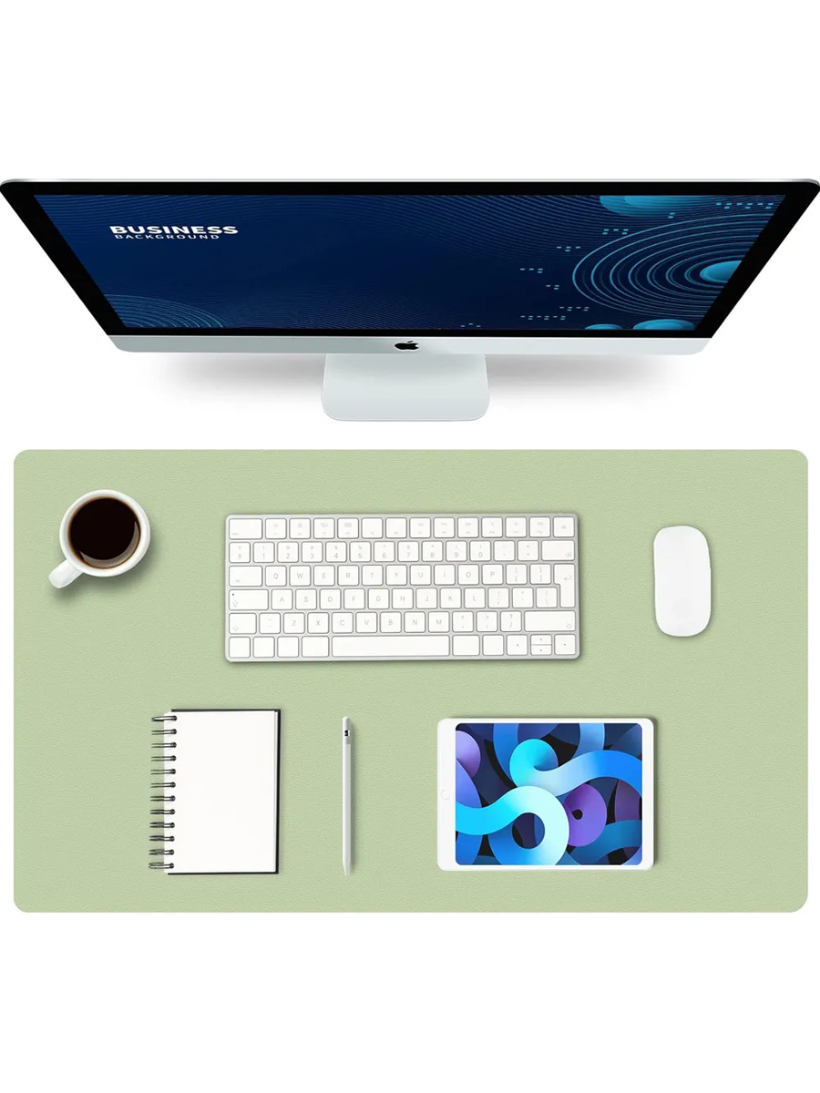 Настольный коврик для клавиатуры и мыши 35 х 60 см, большой, водонепроницаемый кожаный, для офиса и дома, светло-зеленый