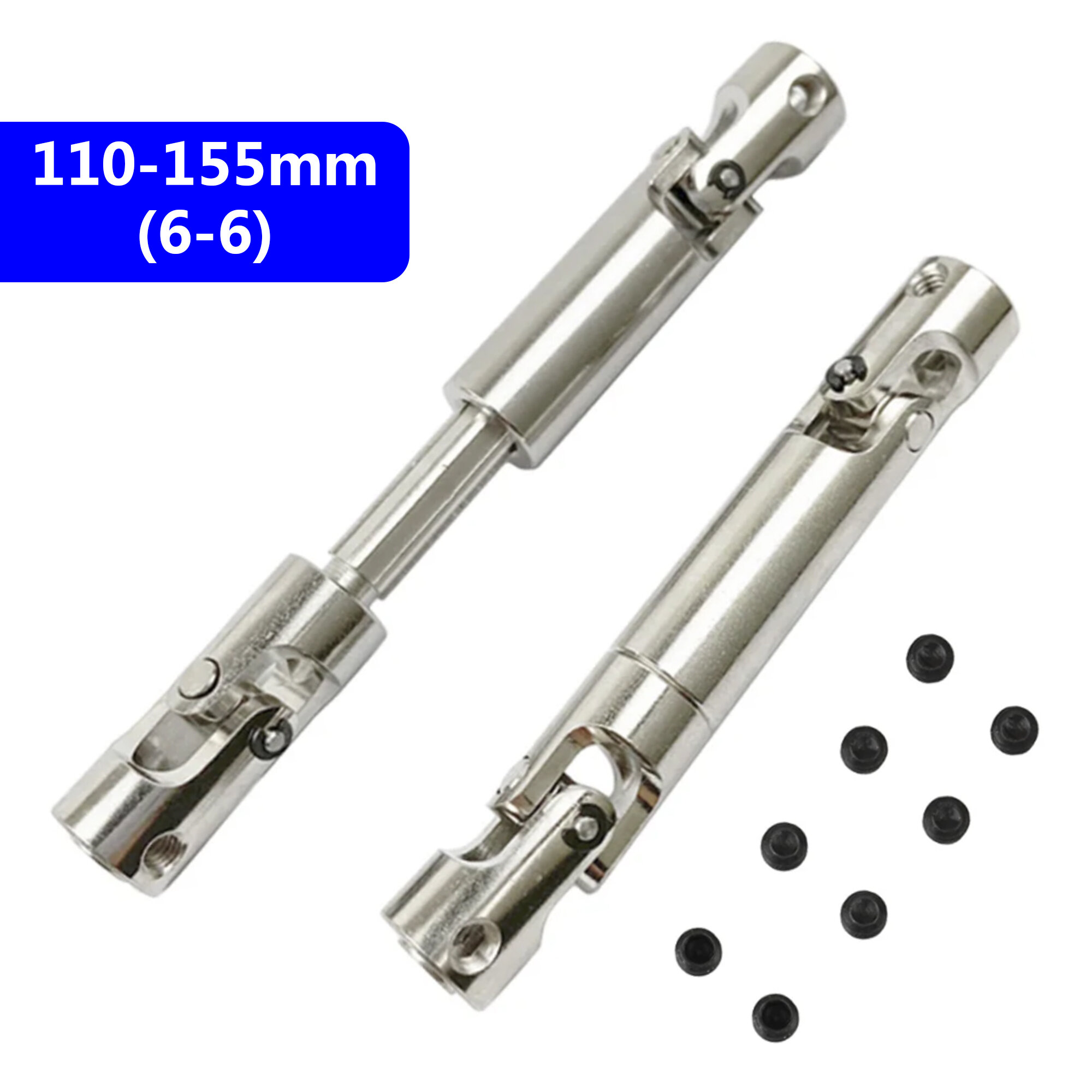 1ШТ Телескопический Универсальный трансмиссионный вал высокой твердости, Карданный вал, Железный приводной вал для осевого гусеничного движителя RC 1/10 моделей SCX10