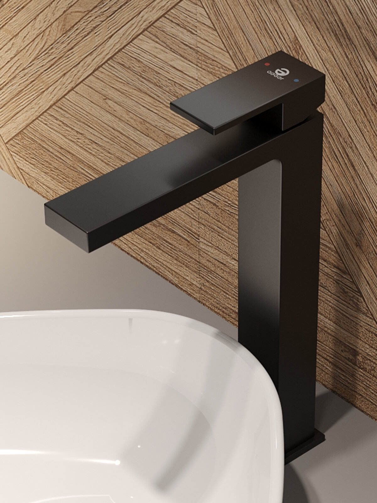 Смеситель для накладной раковины, высокий Agger Great A2812144, черный