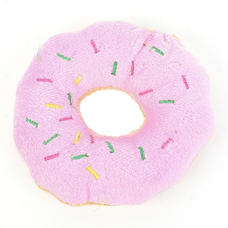 Бежевый Розовый пончик типа тонн диапазон собака собачка сжимающая жевательная игрушка