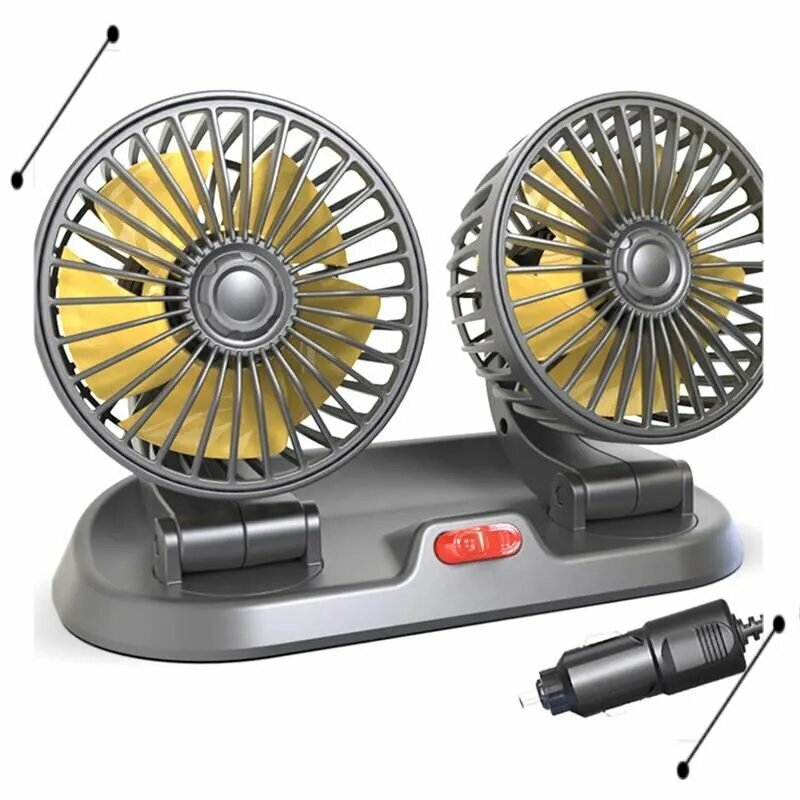 Вентилятор автомобильный 12в/вентилятор автомобильный 12в，Интерфейс прикуривателя (двуглавый вентилятор)