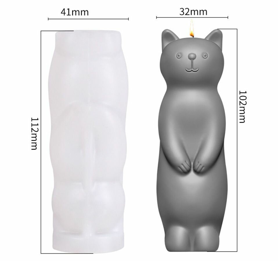 Силиконовая форма для свечей Кошка молд 3D