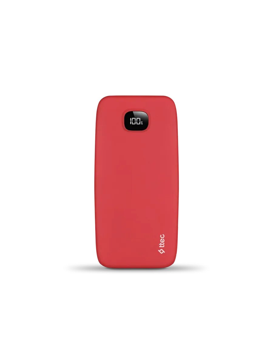 Внешний аккумулятор TTEC ChargeUp Pro LCD 10.000mAh PD 20W Powerbank. Цвет: красный