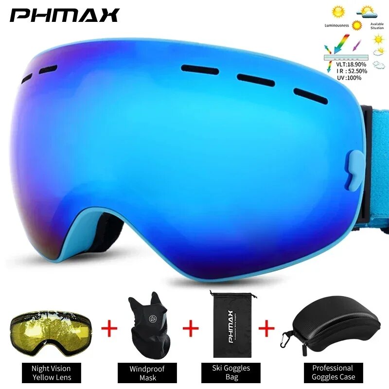 PHMAX черные лыжные очки OTG XJ-0105-GP