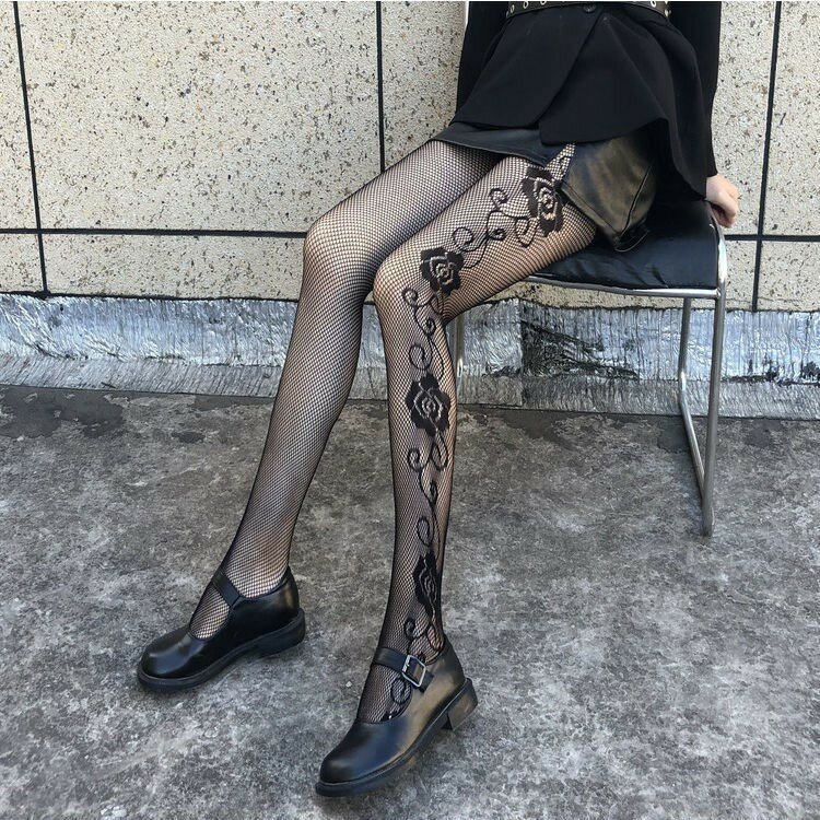 Носки, ажурные, с перекрестным разрезом, черные, в сеточку, размер 36-41