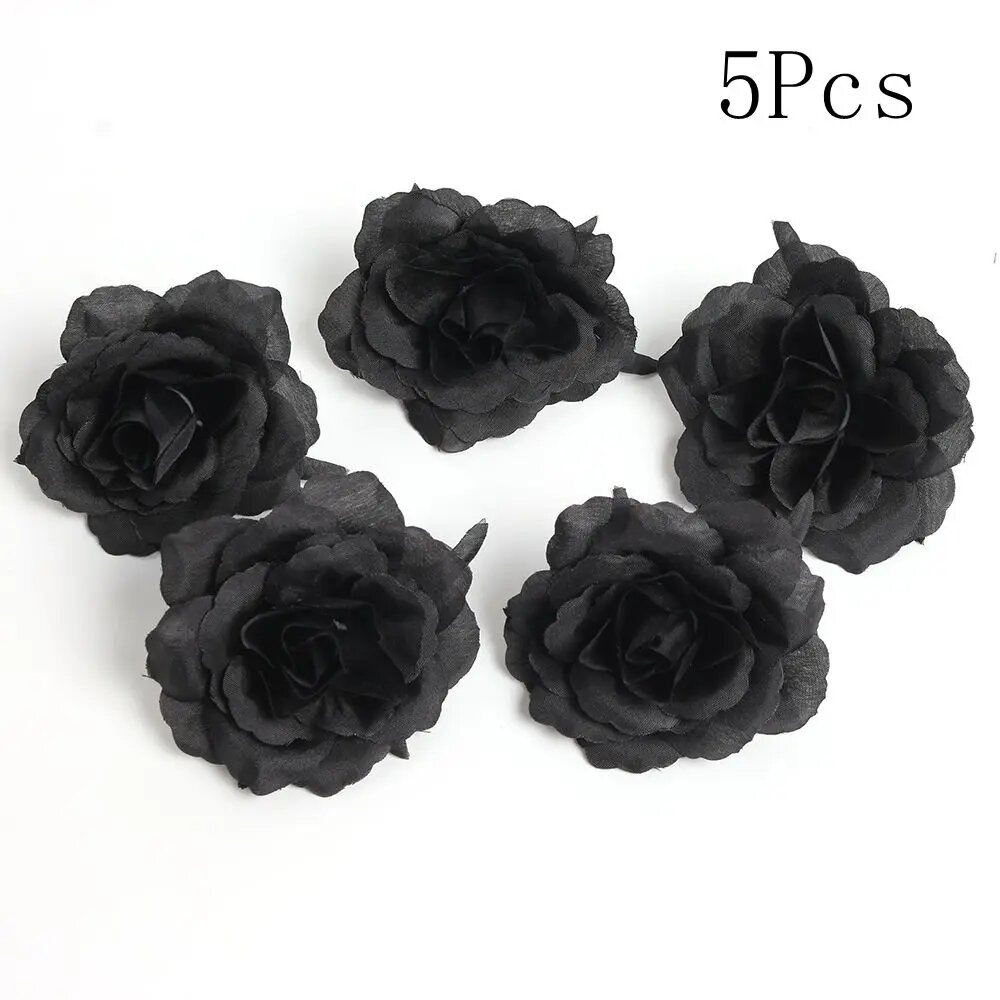 Искусственные цветы шелковые черные 2/5/10 шт Color 10