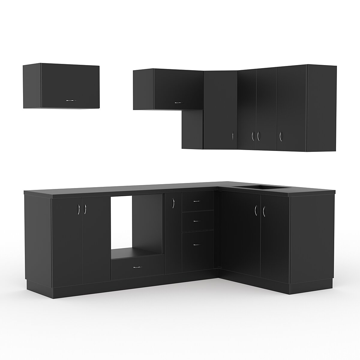 Кухонный гарнитур со столешницей 38мм №4, Черный. Производитель товара - компания Westcom.