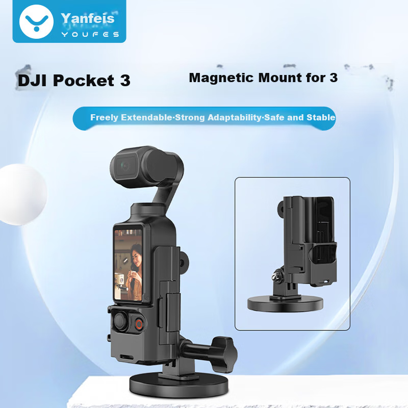 YOUFES Magnetic Suction Bracket Base for DJI Pocket 3 Car Suction Cup DJI OSMO Pocket Camera Multi-function Accessories Desktop Fixed Base Car Suction Cup Expansion Accessories