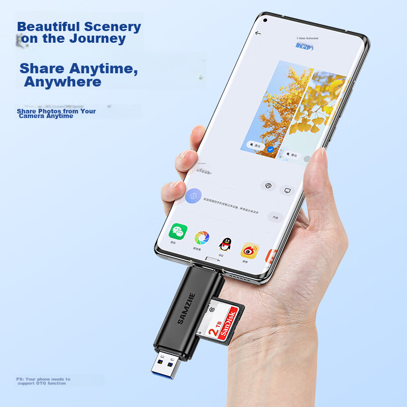 SAMZHE USB3.0 High-Speed Card Reader SD/TF Multi-Functional USB/Type-C for Apple 16/15 Phones, DSLR Camera, CCD, Surveillance Recorder, Storage Memory Card