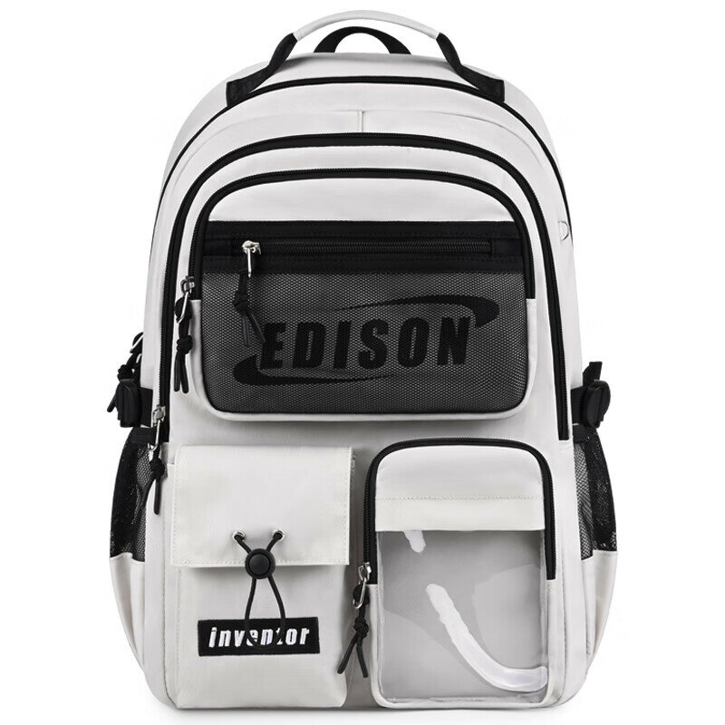 Edison Inventor Junior High School Student School Bag High School Students Bookbag Large Capacity Backpack for Boys and Girls 2571-2 Grey