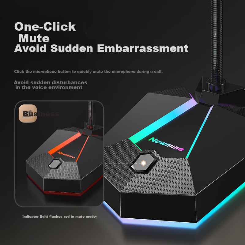 Newmine ZM01P External USB Computer Microphone Wired E-sports Online Course Desktop Notebook Gaming Voice Recording Desktop Video Conference Anchor Live External Sound Card