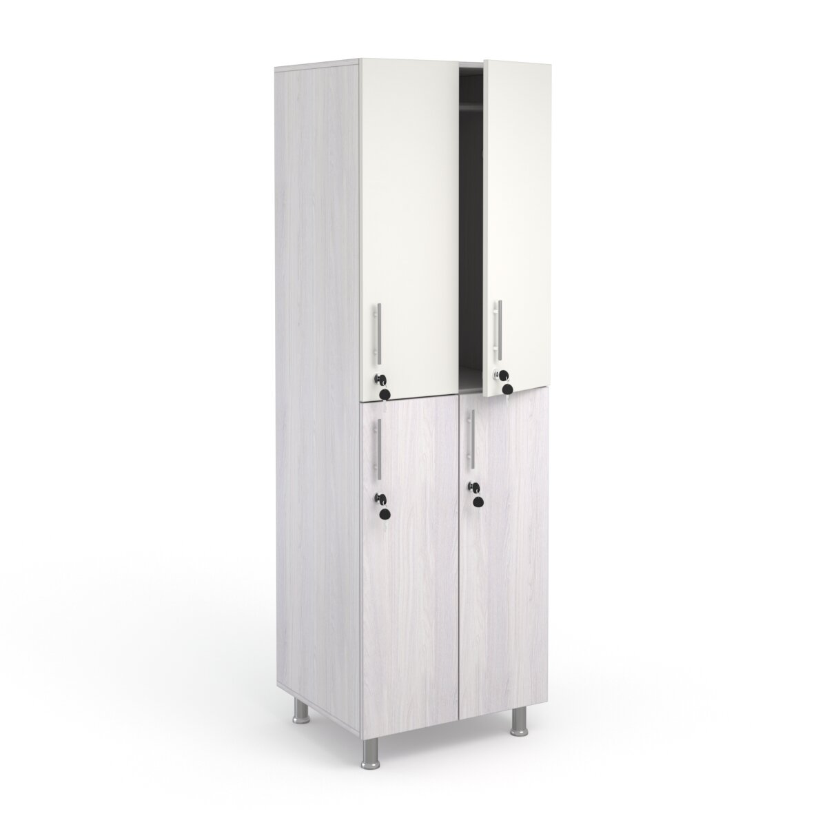 Шкаф для раздевалок 2-секционный 4х-местный, Ясень Анкор и Белый