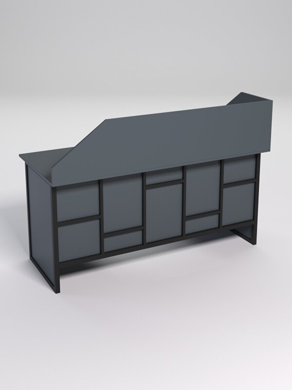 Стол двухтумбовый офисный С-07 с экраном "стронг" в стиле лофт декор №3, Темно-серый