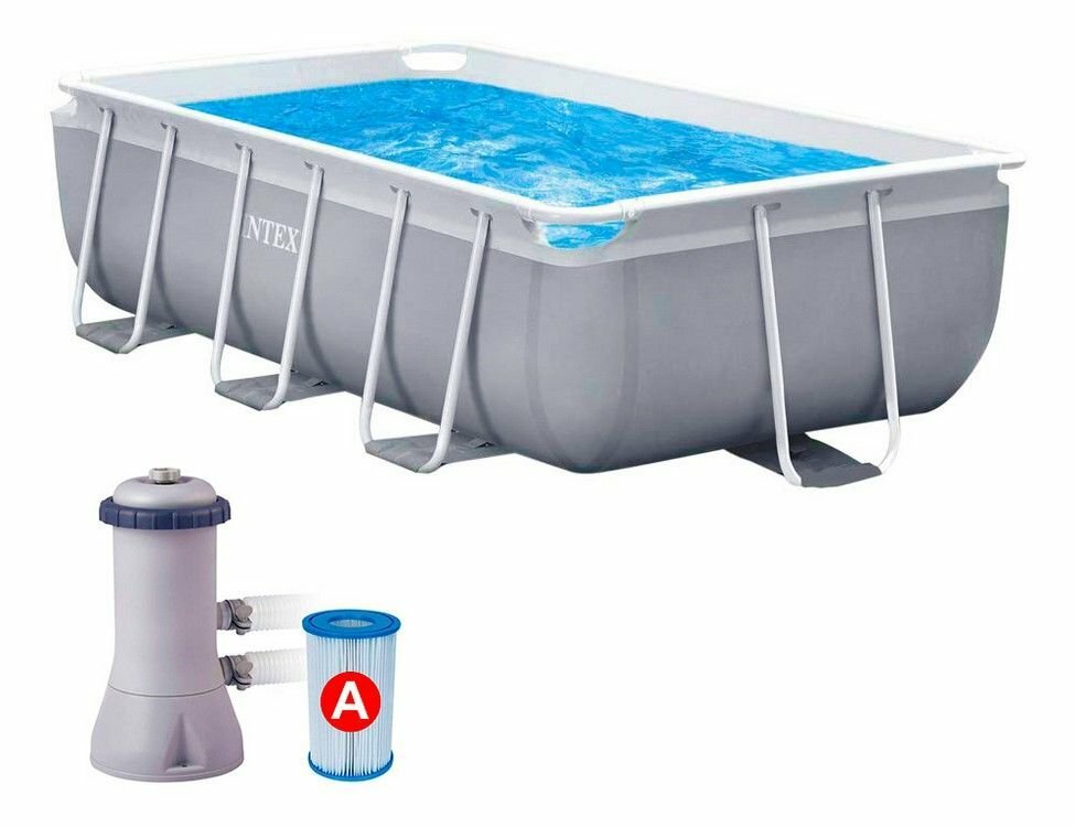 Каркасный бассейн Intex Rectangular Prism Frame Pool, 300х175х80 см + фильтр-насос + лестница, 26784