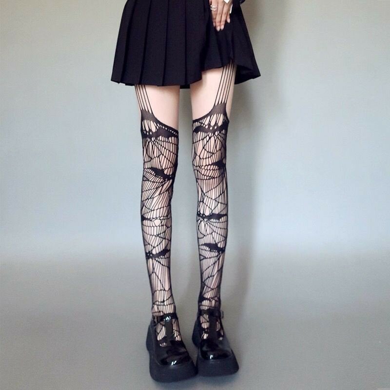 Чулки JK Hot Girl, в сеточку, на бретелях