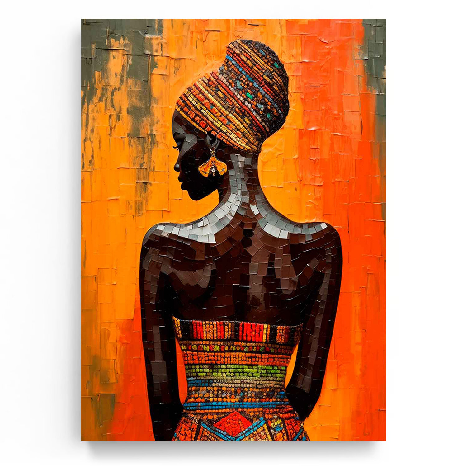 Картина интерьерная на стену - "Африканская женщина, негритянка, спина девушки", 50х70 см.