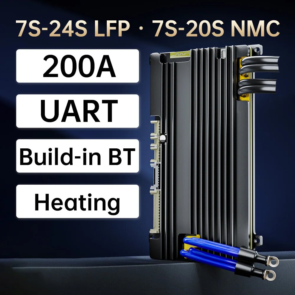 JBD DB24SA01 Устройство управления батареей LiFePO4 7S-20S 3.7V NMC, 200A UART Heating