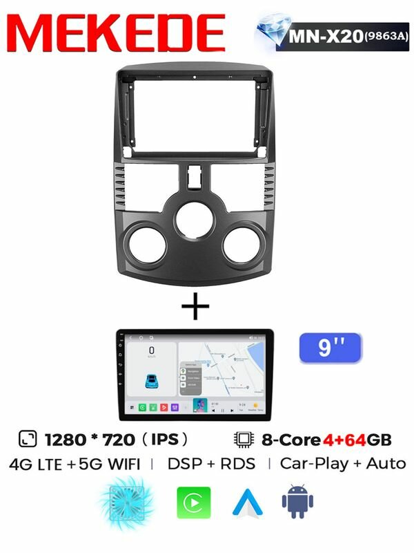 Магнитола 9" Mekede MN X20 Pro 4/64 Gb Toyota Rush J200 1 2006-2016 Правый руль carplay