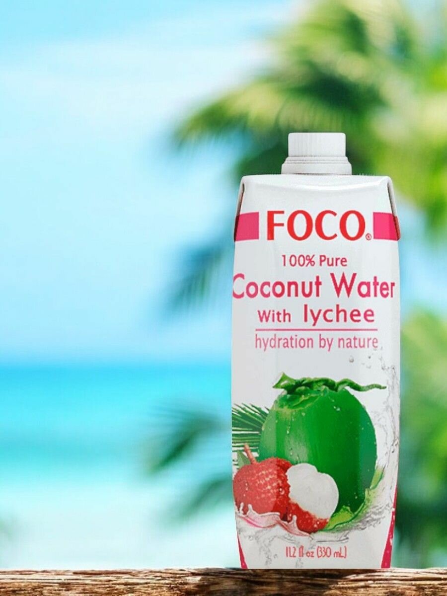 Кокосовая вода FOCO с соком личи 330 мл