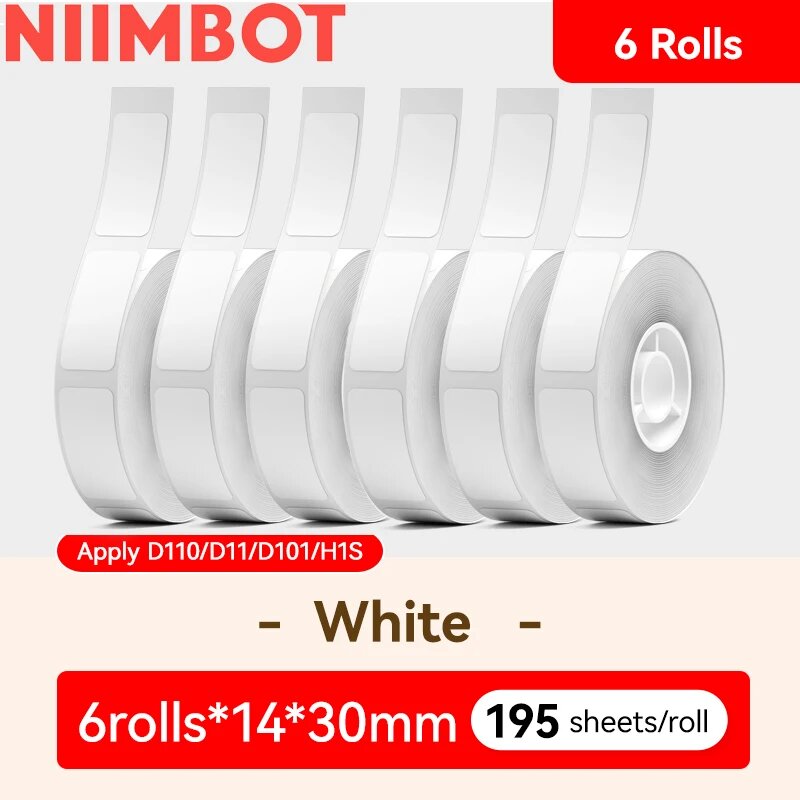 Этикетки для Niimbot D11 D110 D101 H1S 6Rolls White 14x30mm
