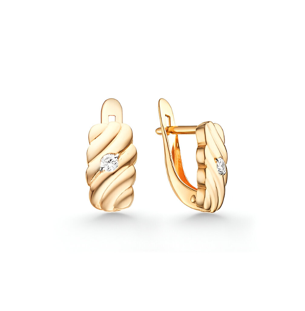 Серьги, красное золото, 585 проба, циркон