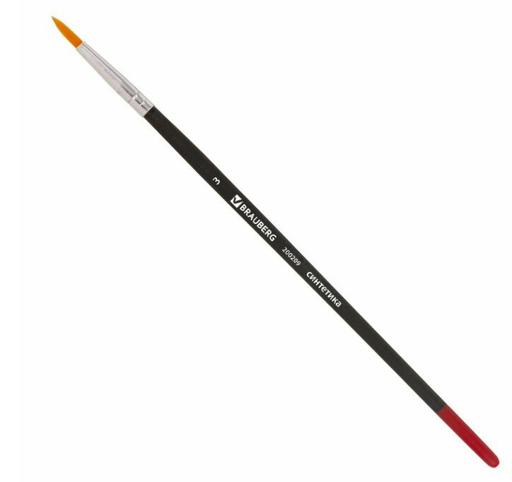 Кисть BRAUBERG, синтетика, круглая, № 3, 200209