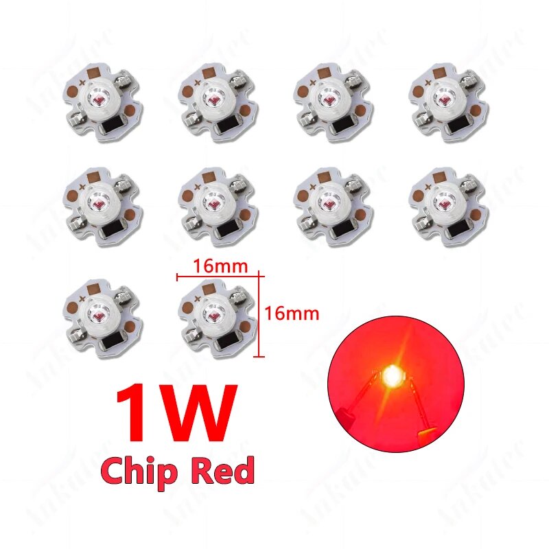 1W LED бусина красная 16мм, DC 12V