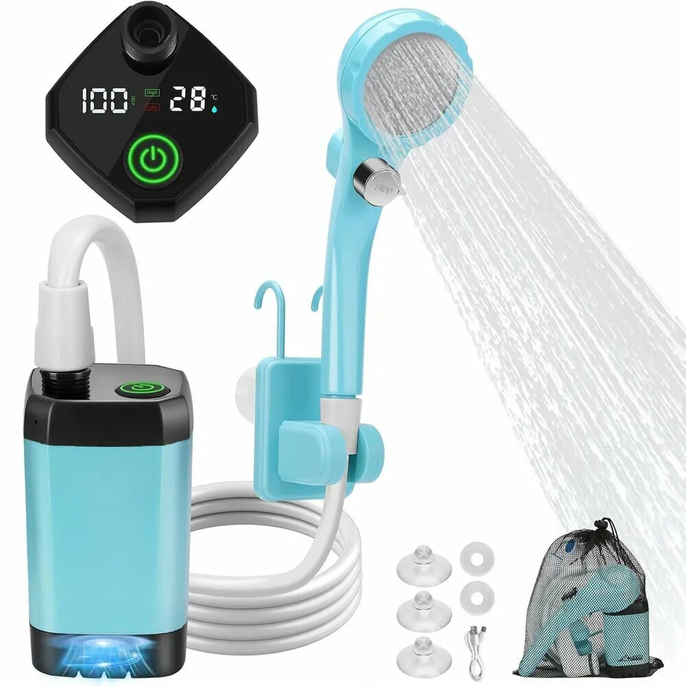 Переносной душ, портативный, походный, на аккумуляторе, с чехлом, 6000 мАч, 2 м