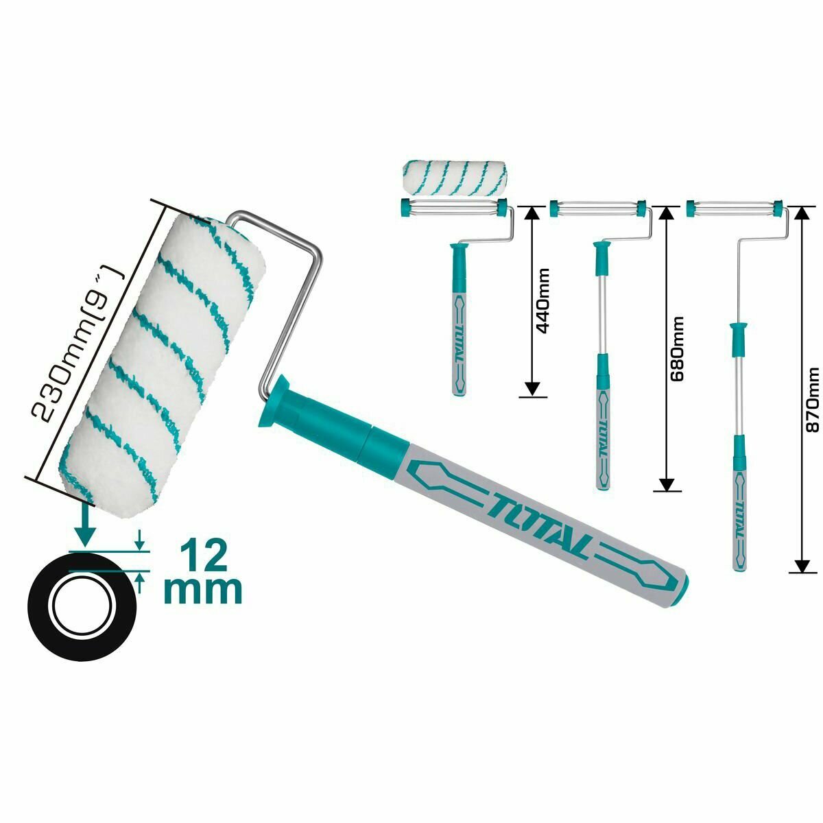Валик малярный с телескопической ручкой, 230мм/9" TOTAL TH8592T